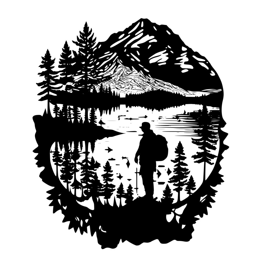 Lake and Mountain Landscape SVG File for Cricut, Silhouette: Instant ...