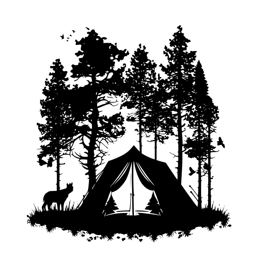 Tent in Forest SVG File for Cricut, Silhouette, Laser Machines