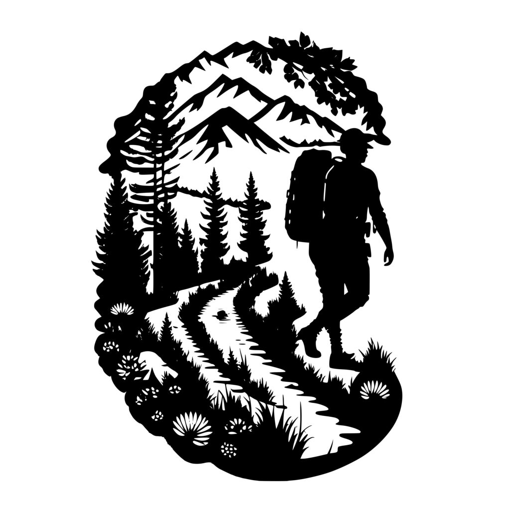Hiking Trail With Flowers and Mountains SVG File for Cricut, Silhouette ...