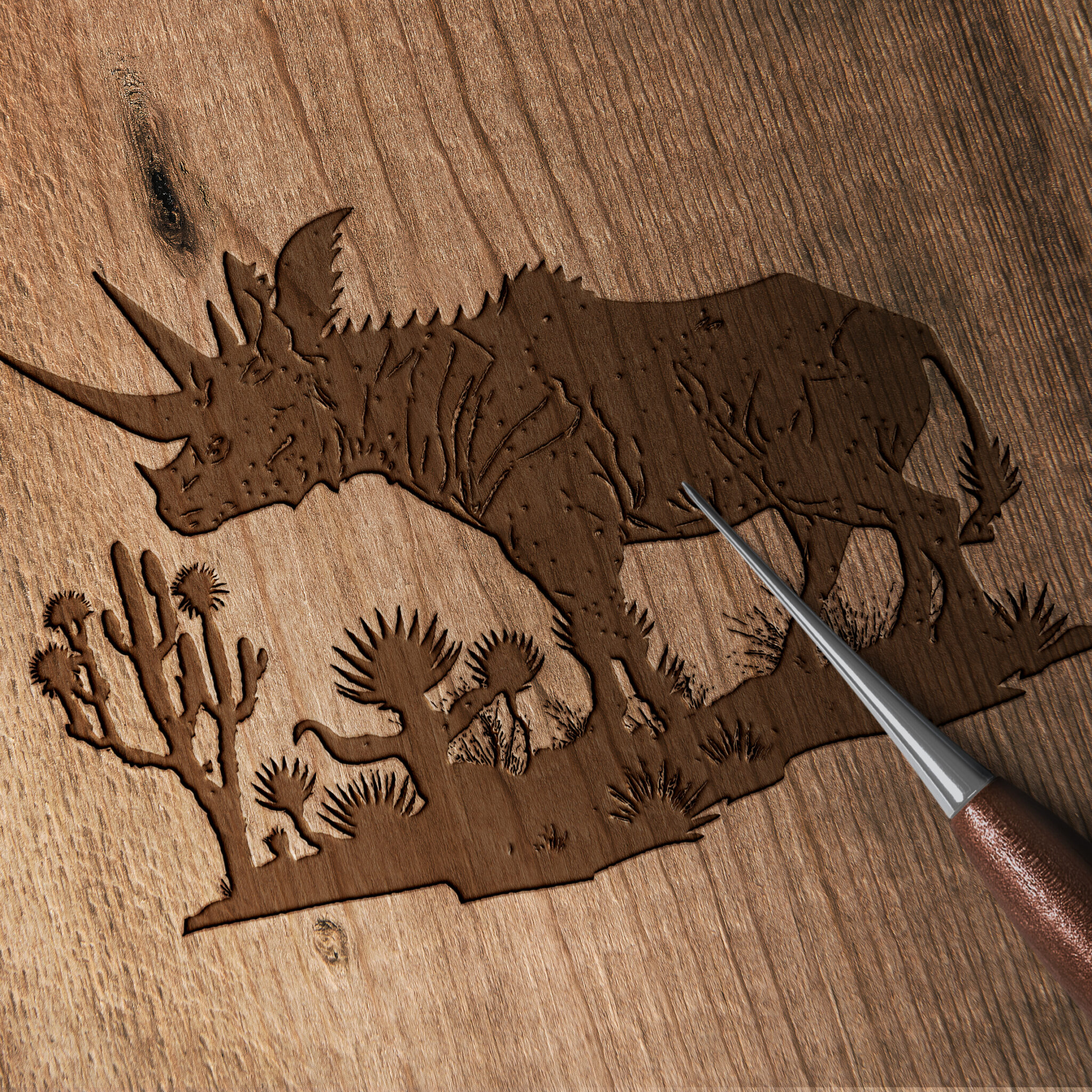 Styracosaurus on a Savannah – Creative Meadow
