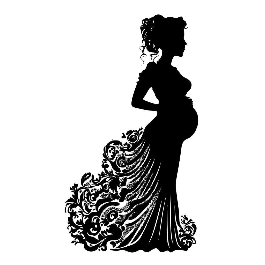 Pregnant Woman with Beautiful Dress SVG File for Cricut, Silhouette