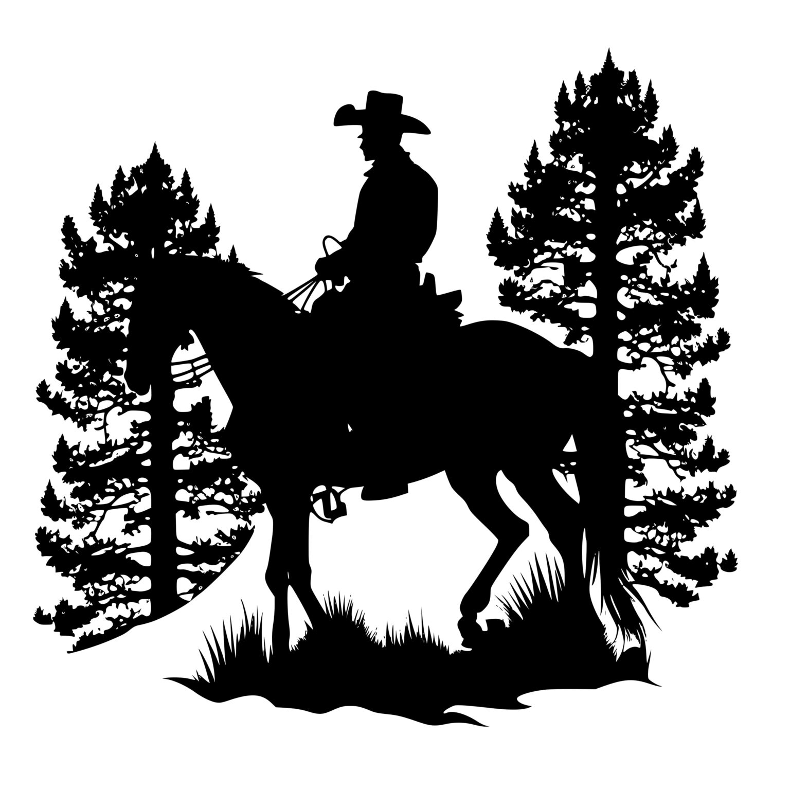 Saddled Horse Trail Ride SVG File for Cricut, Silhouette, Laser