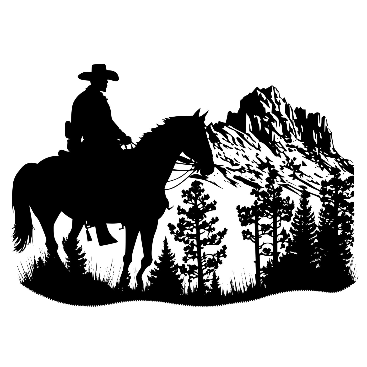 Saddled Horse Trail Ride SVG File for Cricut, Silhouette, Laser