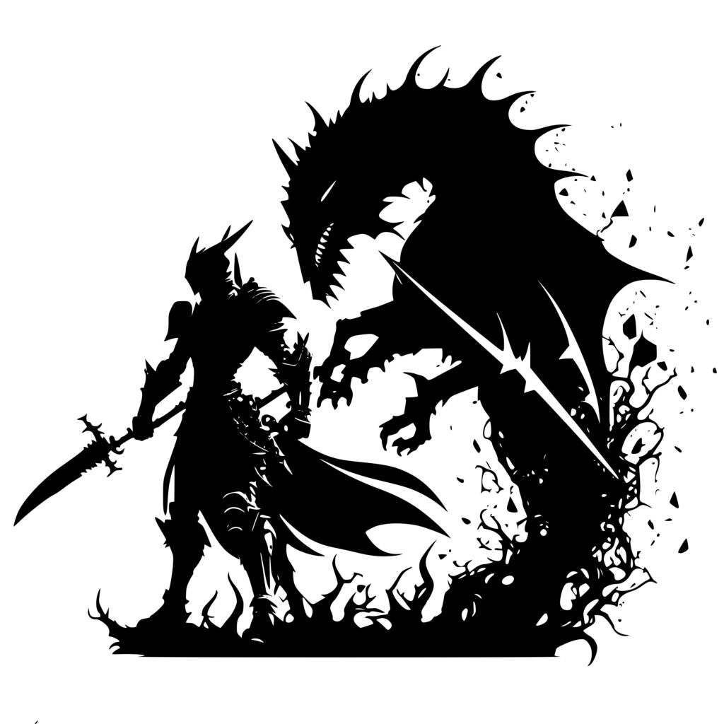 Dragon and Knight Battle SVG File for Cricut, Silhouette, Laser Machines