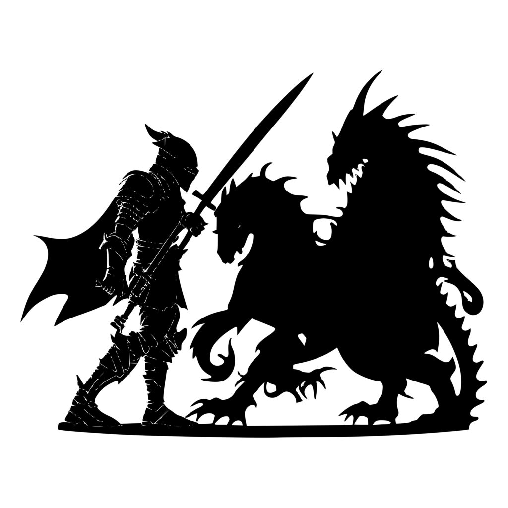 Dragon and Knight Battle SVG File for Cricut, Silhouette, Laser Machines