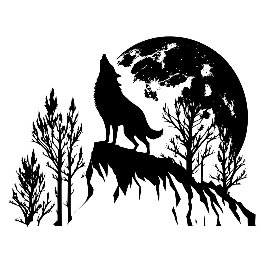 Wolf Howling at Moon SVG File for Cricut, Silhouette & Laser