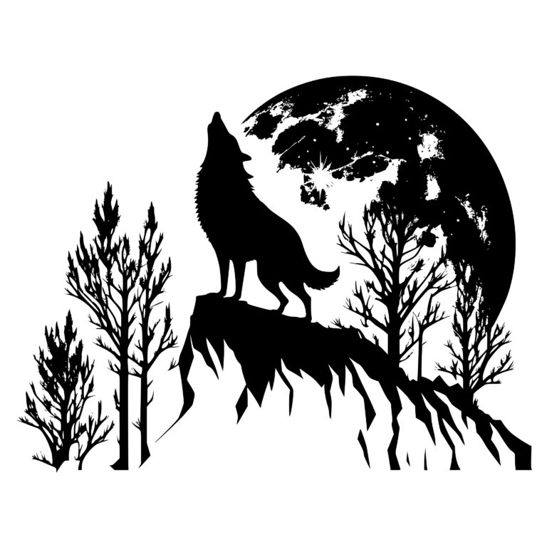 Wolf Howling at Moon SVG File for Cricut, Silhouette & Laser