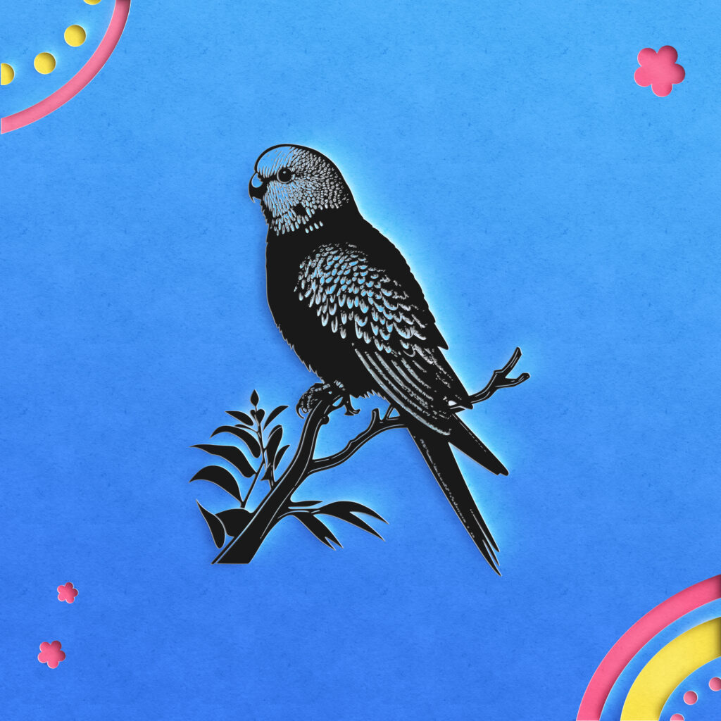 Budgie On A Perch - SVG, PNG, DXF Instant Download Files