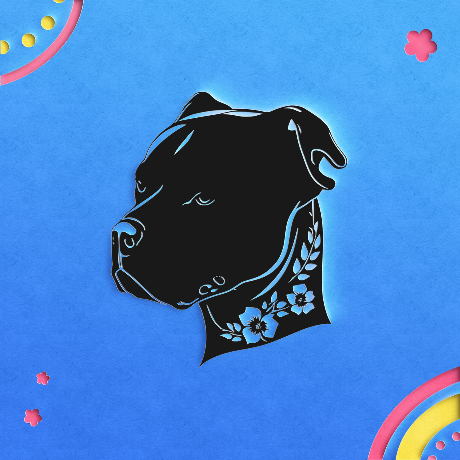 Staffordshire Terrier with Flowers – Creative Meadow