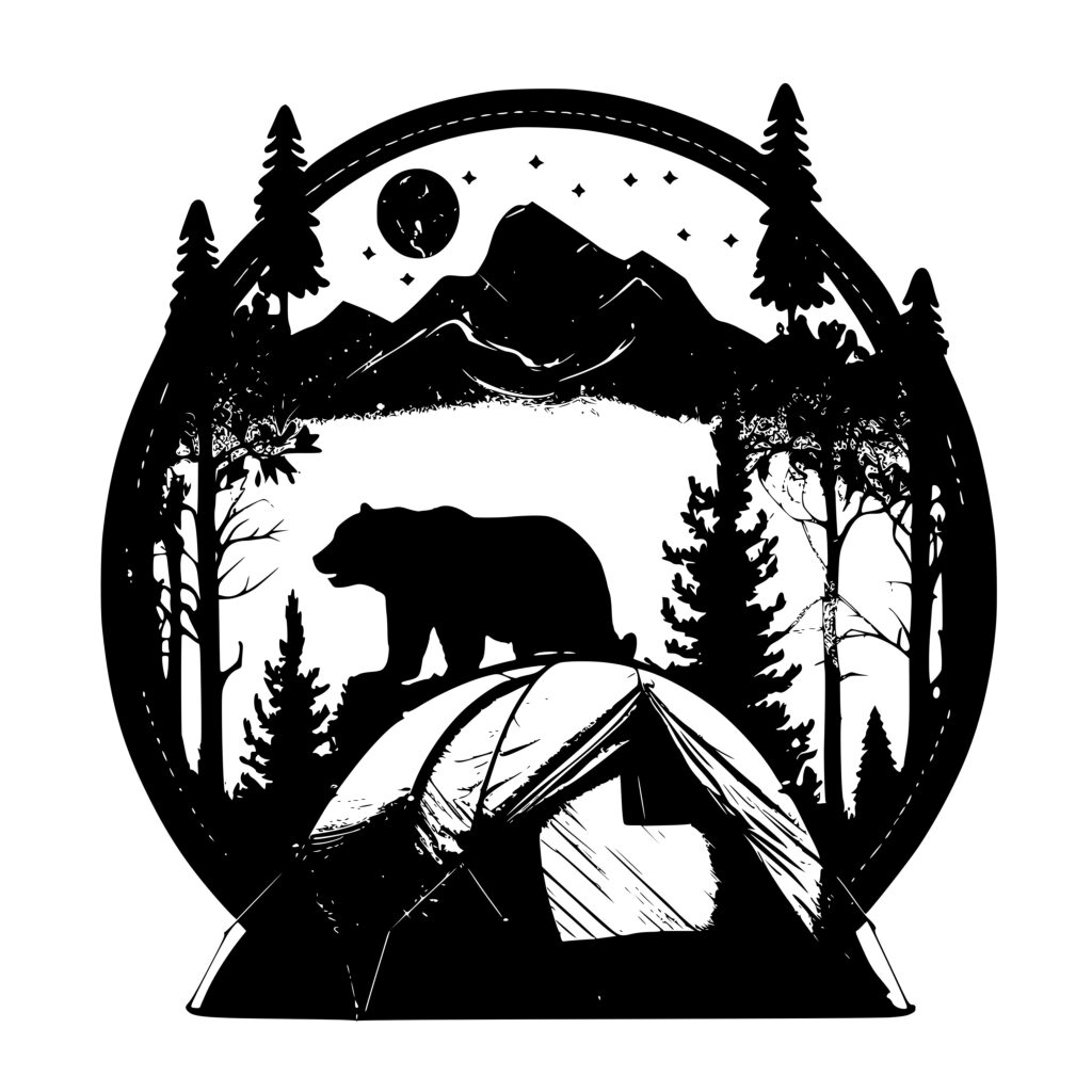 Camping with Bear and Mountains – Creative Meadow
