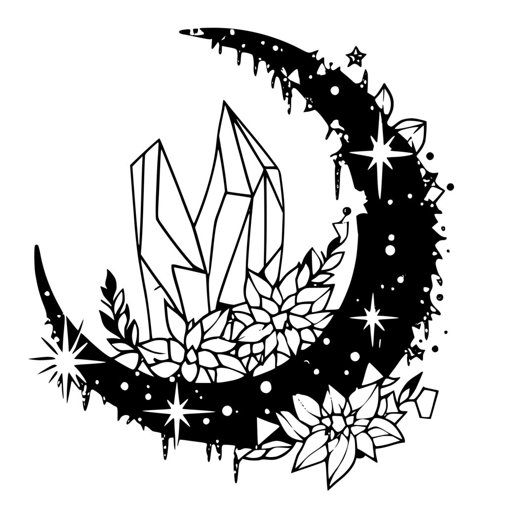 Introducing Crystals Inside Crescent Moon: SVG, PNG, DXF Files for ...