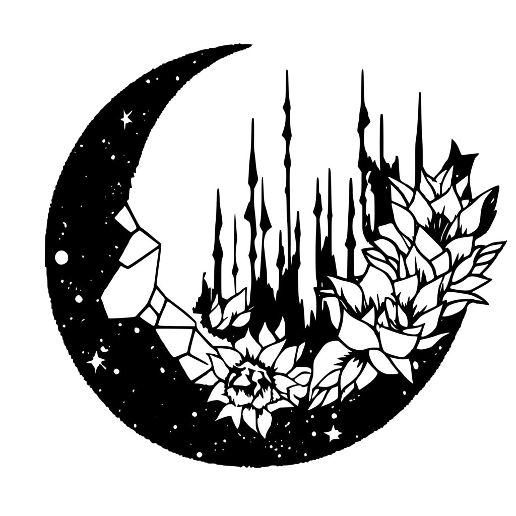 Moon with Glittering Crystals and Shimmering Stars – Creative Meadow