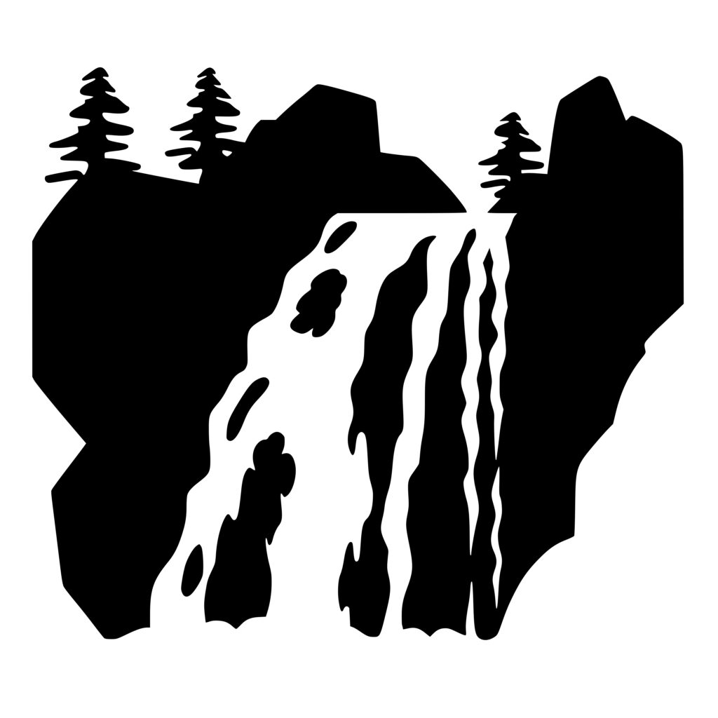 Waterfall in Forest SVG File for Cricut, Silhouette, Laser
