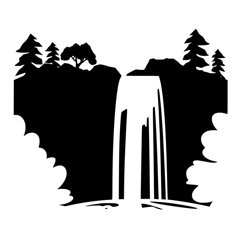 Mountain Waterfall Landscape SVG File for Cricut, Silhouette, Laser
