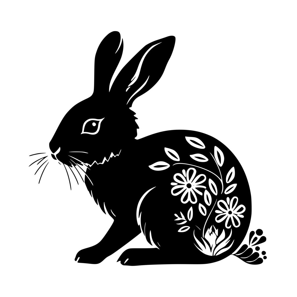 Rabbit Flower Design SVG Image: Instant Download for Cricut, Silhouette ...