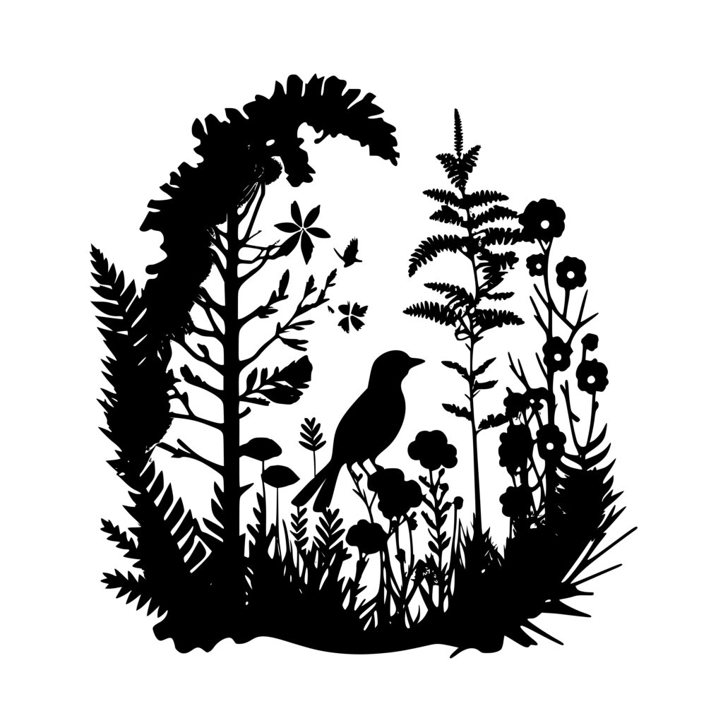 Bird and Flowers SVG File for Cricut, Silhouette, Laser Machines