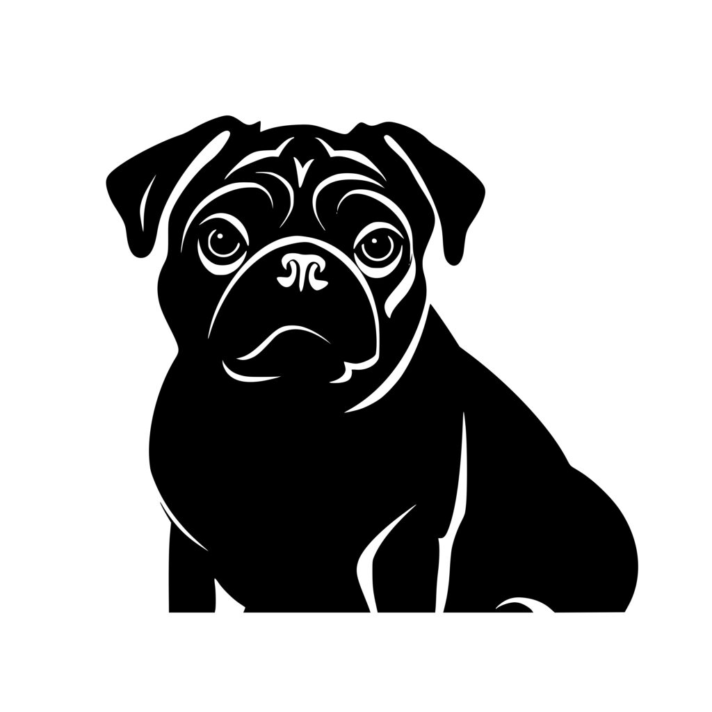 Faithful Pug SVG File for Cricut, Silhouette, Laser Machines