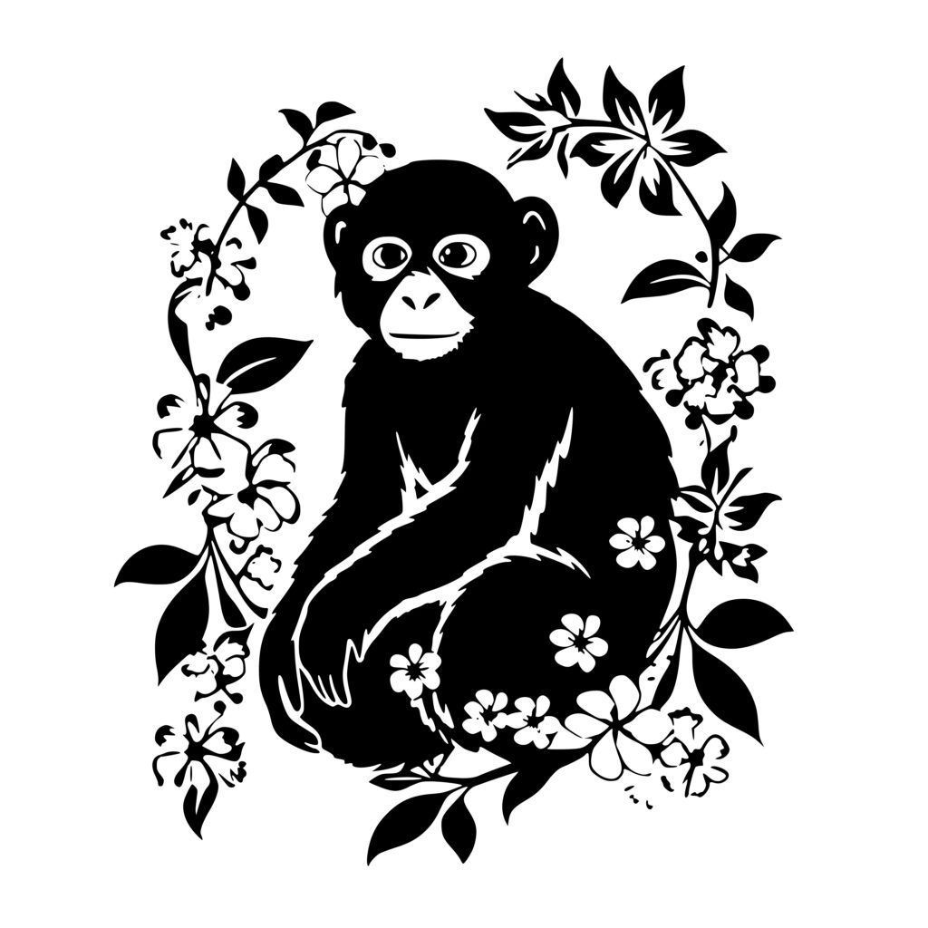 Floral Monkey SVG Image: Instant Download for Cricut, Silhouette, Laser ...