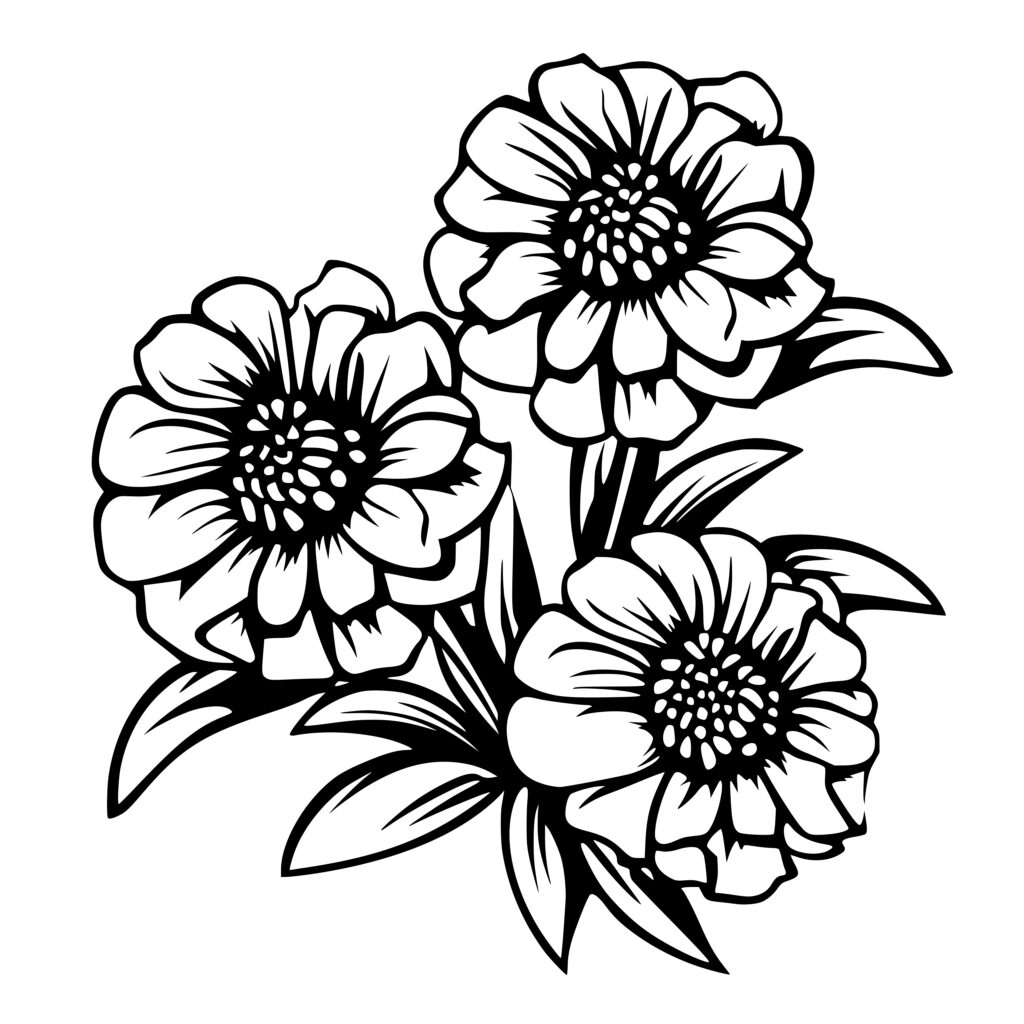 Instant Download Zinnia Flower Cluster SVG/PNG/DXF Files for Cricut ...