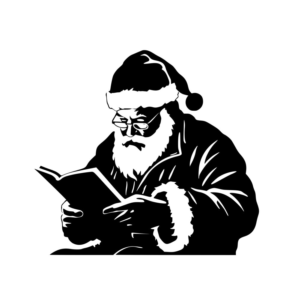 Santa Claus Reading Book SVG File for Cricut, Silhouette, Laser Machines