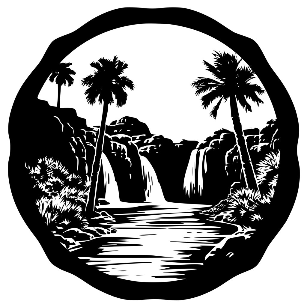 Serene Palm Waterfall SVG File for Cricut, Silhouette, Laser