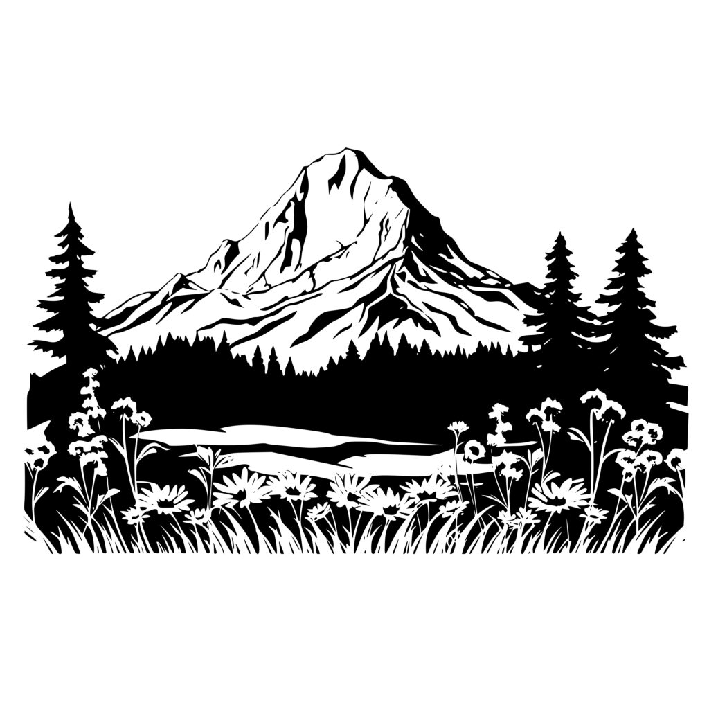 Alpine Landscape SVG File for Cricut, Silhouette, and Laser Machines