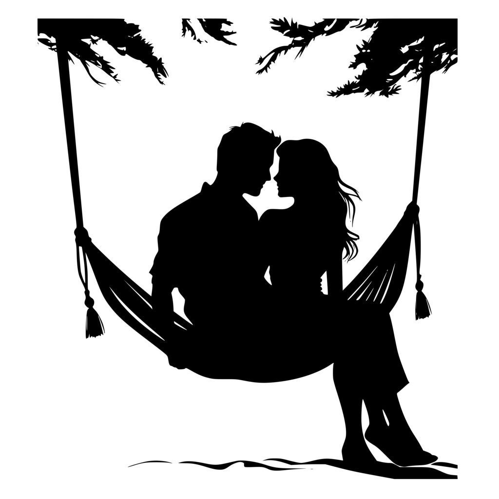 Relaxed Couple in a Hammock - SVG, PNG, DXF Instant Download