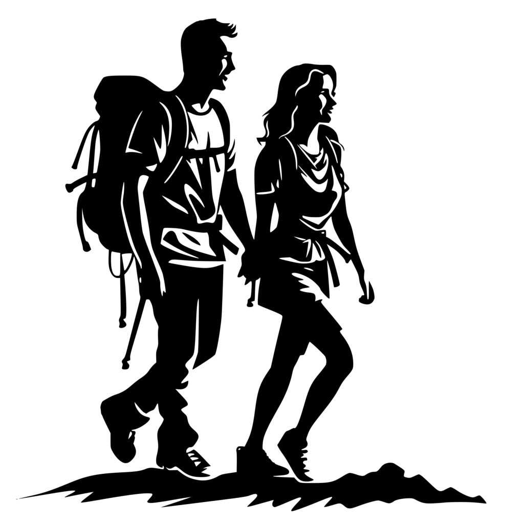 Couple Hiking Together SVG File for Cricut, Silhouette, Laser Machines