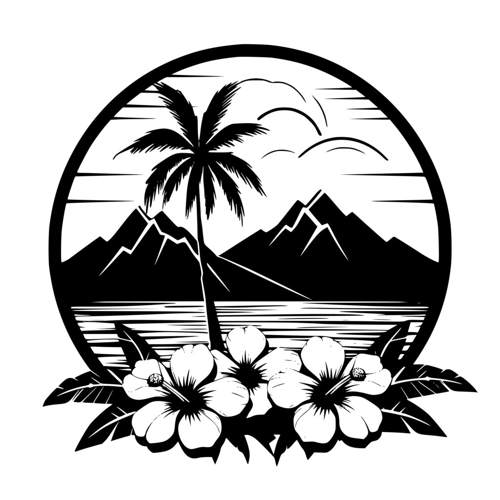 Tropical Coastal Scenery SVG File for Cricut, Silhouette, Laser