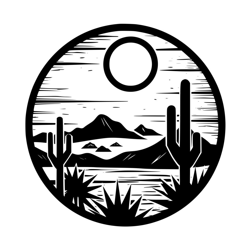 Vintage Desert Scene SVG Image for Cricut, Silhouette, Laser Machines Vintage Desert Scene SVG Image for Cricut, Silhouette, Laser Machines