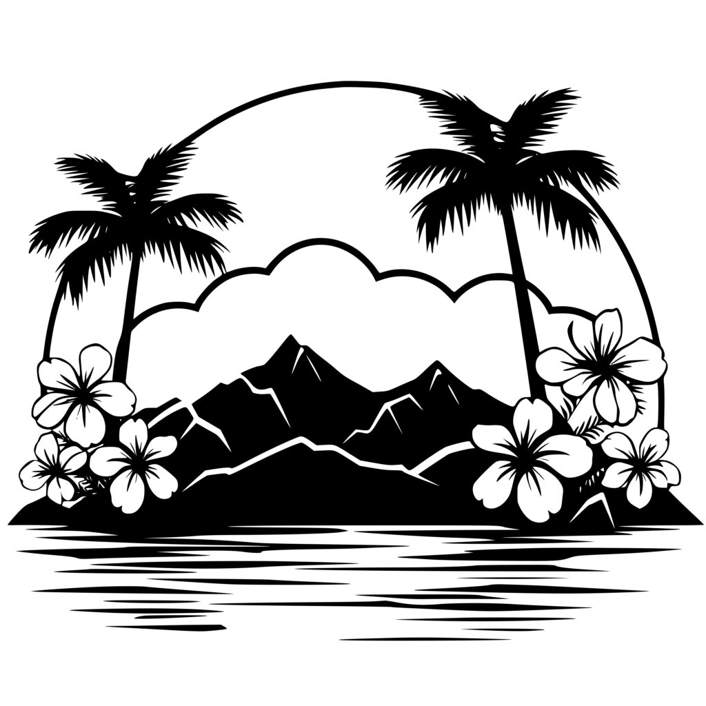 Mountain and Flower Landscape SVG Image for Cricut, Silhouette, and ...