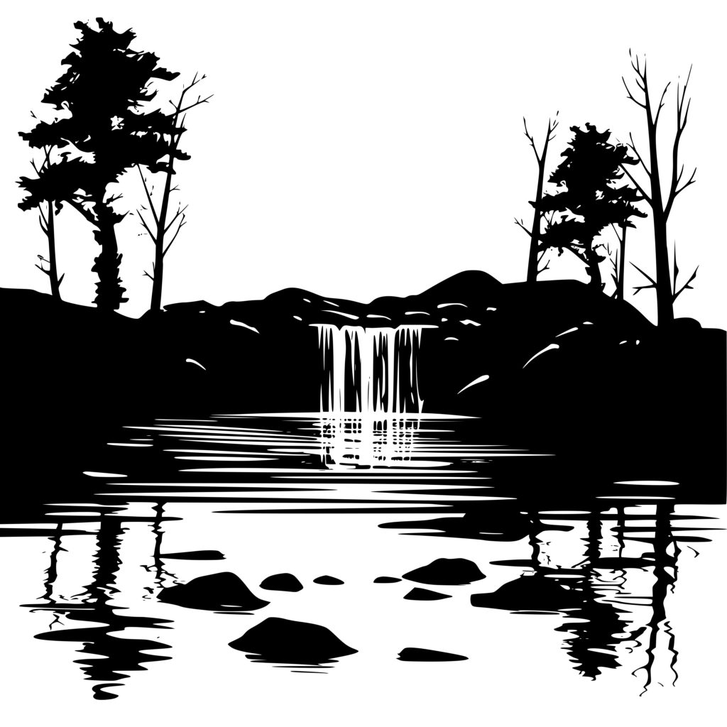 Reflected Waterfall SVG Image for Cricut, Silhouette, and Laser Machines