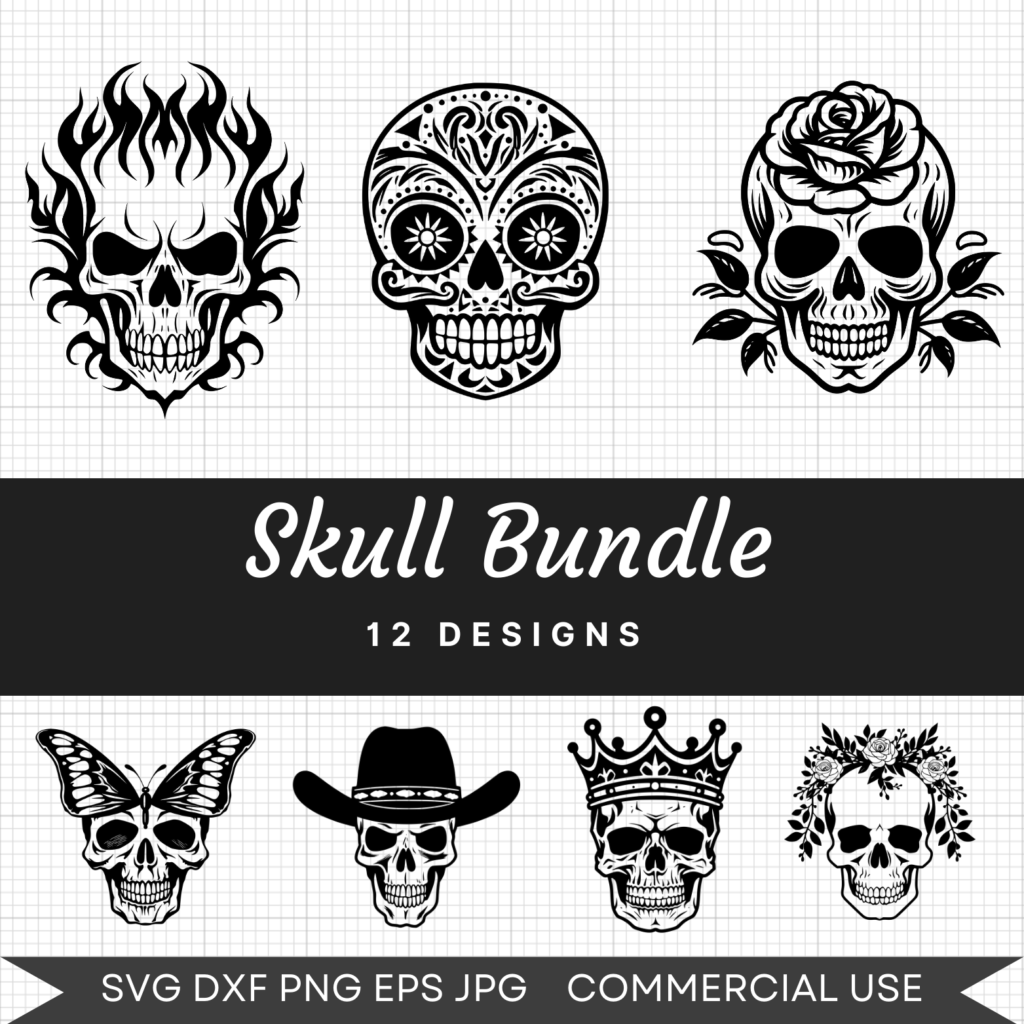 Skull Bundle – 12 Svg Images – Creative Meadow