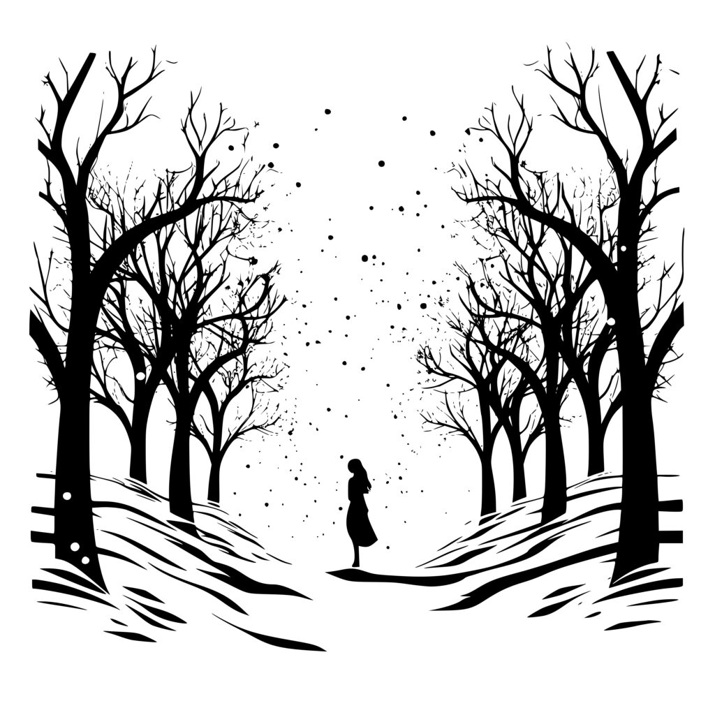 Instant Download Image: Snow-covered Forest Walk - SVG, PNG, DXF