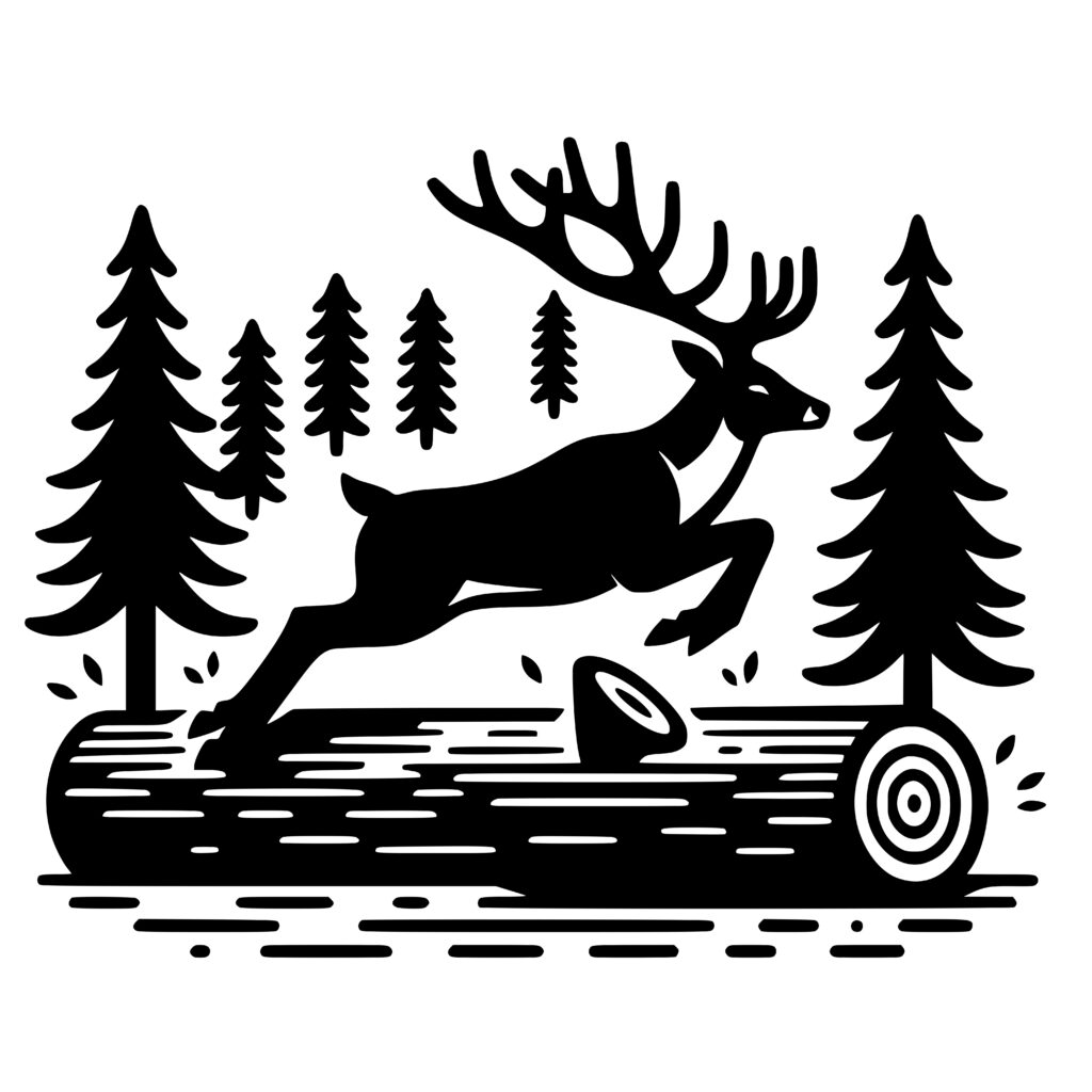Deer Jumping Over Log SVG File for Cricut, Silhouette, Laser