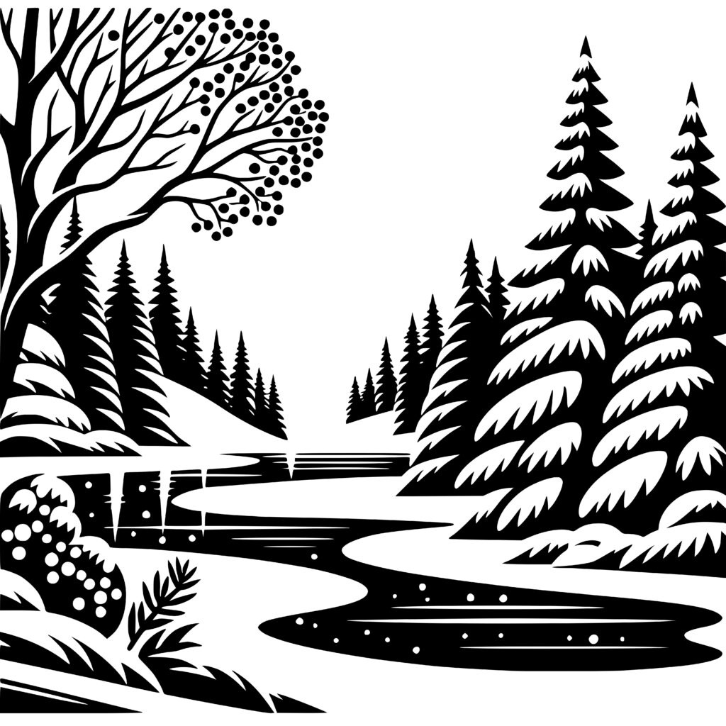 Snowy Forest River SVG File: Instant Download for Cricut, Silhouette ... Snowy Forest River SVG File: Instant Download for Cricut, Silhouette ...