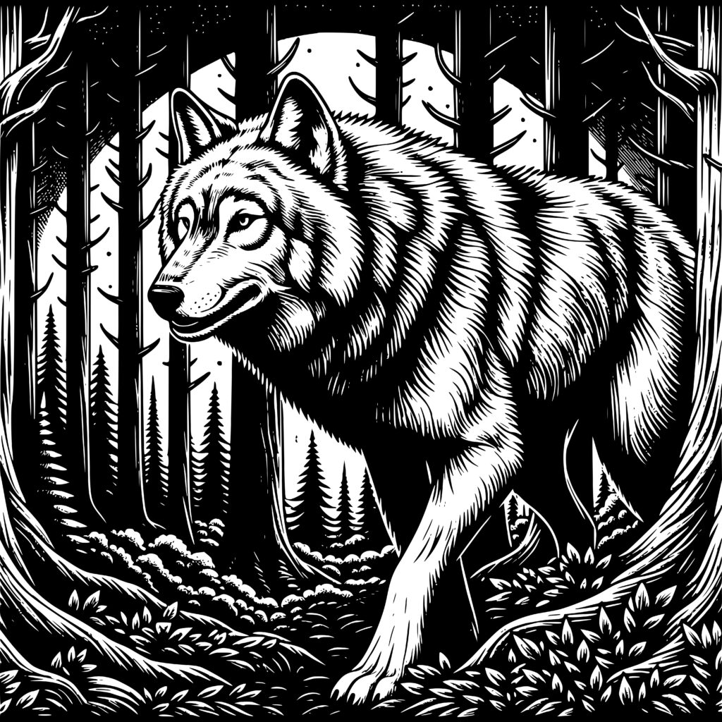 Wolf in Woodland Shadows – Creative Meadow
