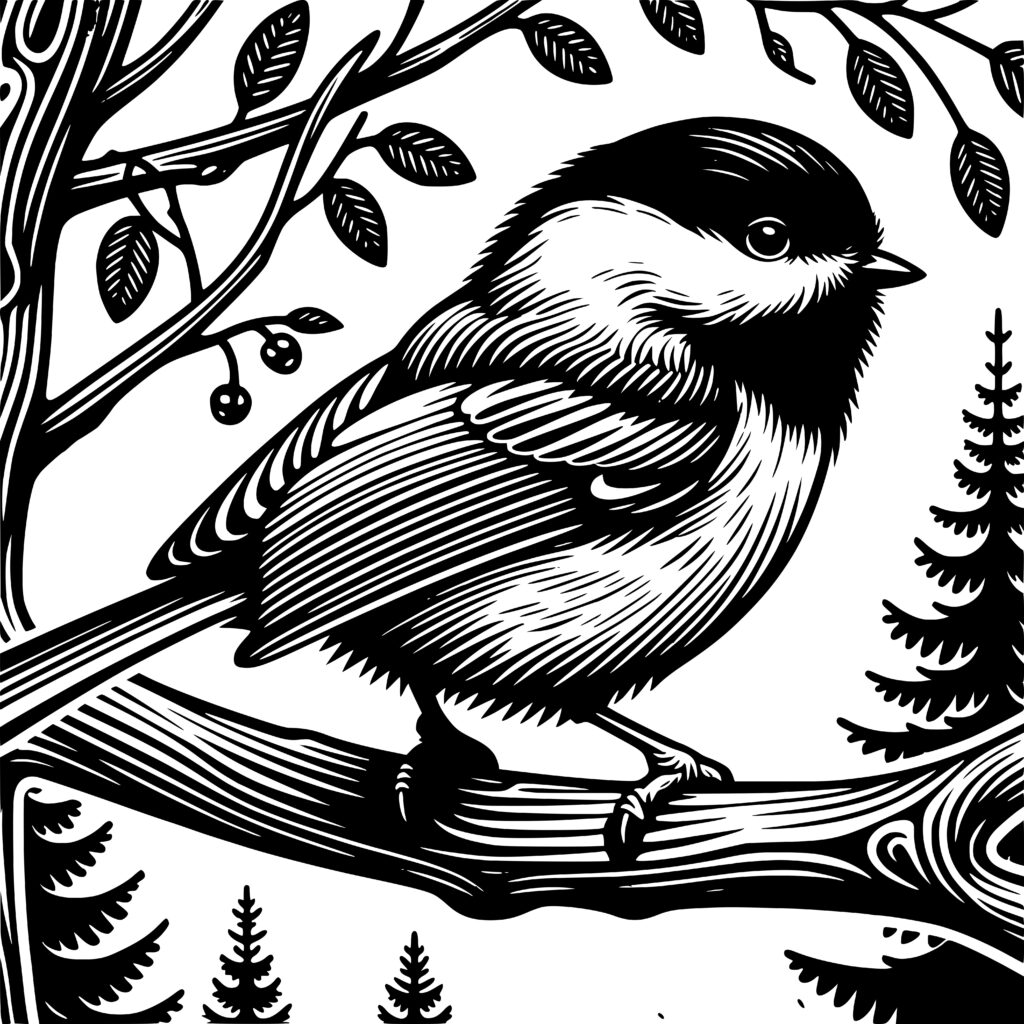 Chickadee on Branch – Creative Meadow
