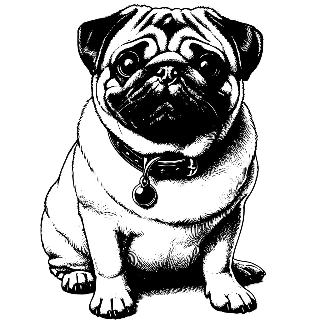Cute Pug SVG/PNG/DXF Files for Cricut, Silhouette, and Laser Machines