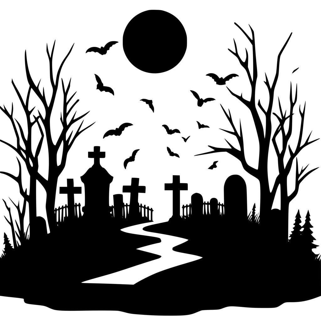 Gothic Cemetery: SVG, PNG, DXF Instant Download for Cricut, Silhouette