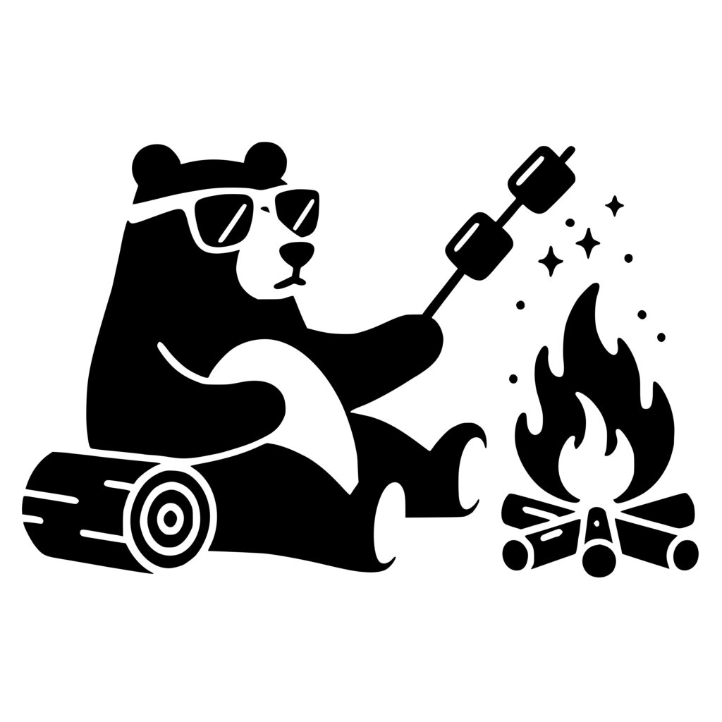 Cool Camping Bear SVG File For Cricut Silhouette And Laser Machines