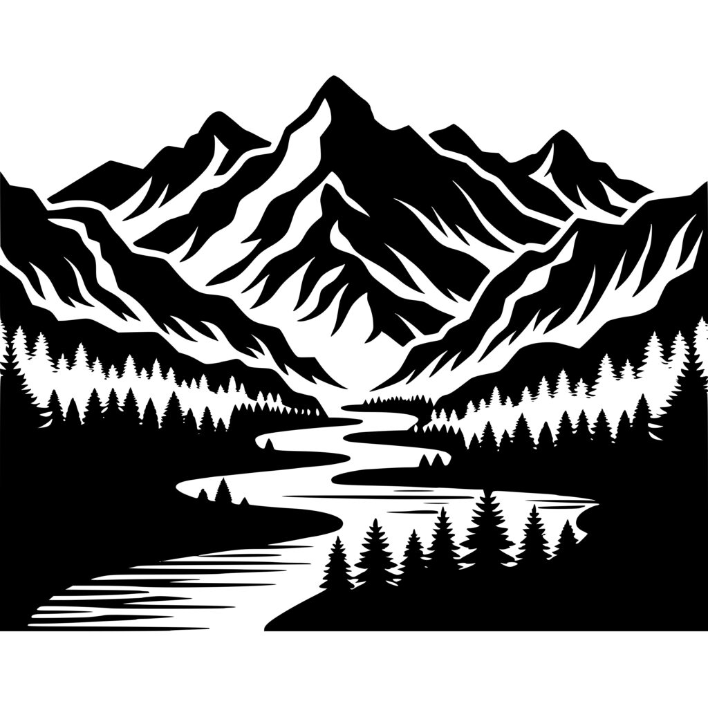 Tranquil Mountain River: Instant Download SVG, PNG, DXF Files for ...