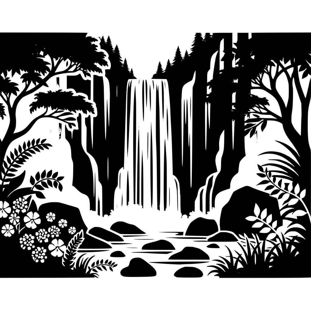 Waterfall Oasis SVG File for Cricut, Silhouette, Laser Machines