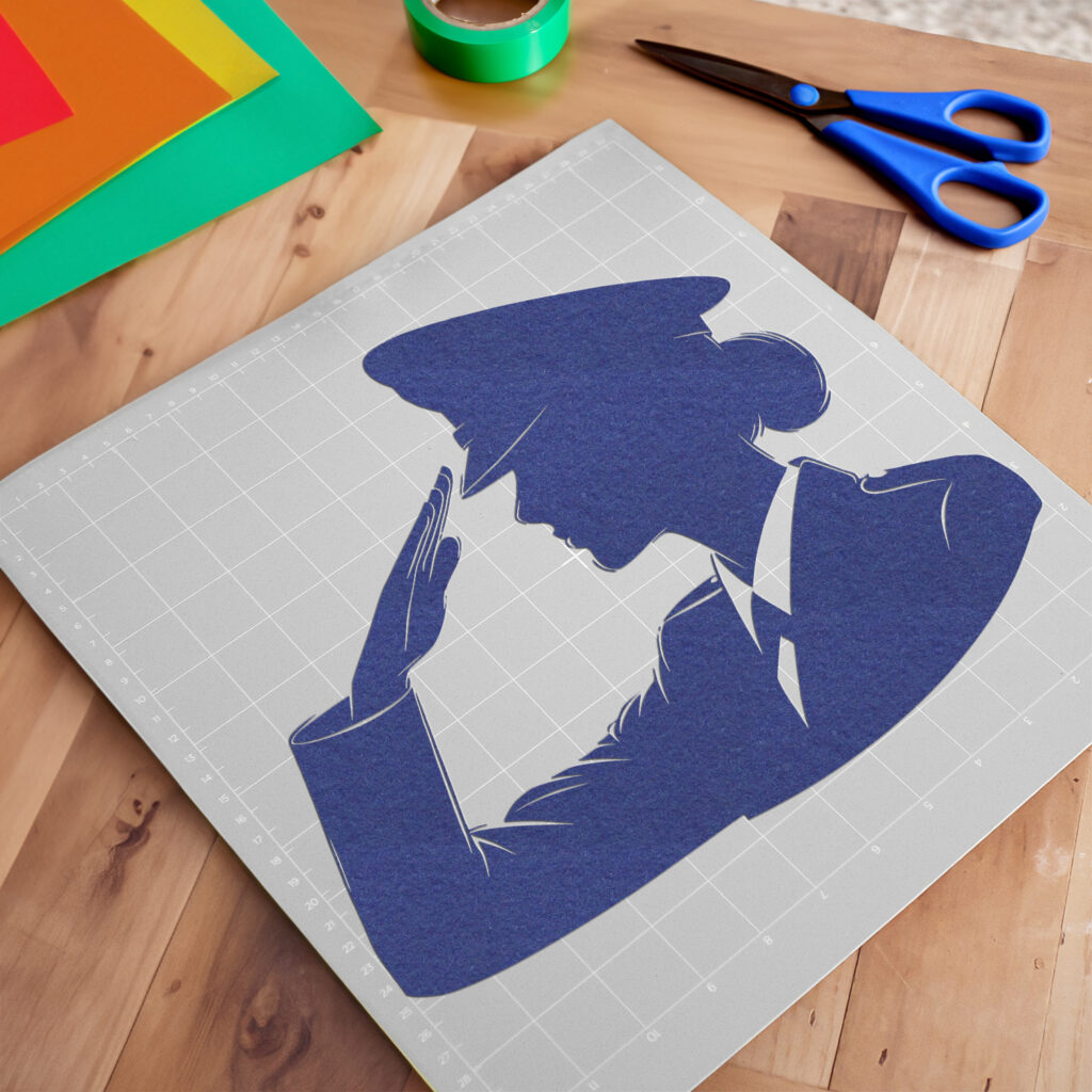 Saluting Soldier Woman SVG File for Cricut, Silhouette, Laser