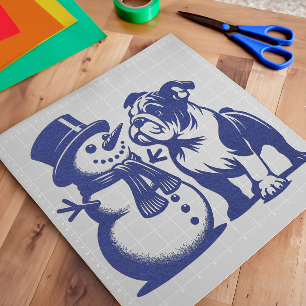 Bulldog and Snowman – Creative Meadow