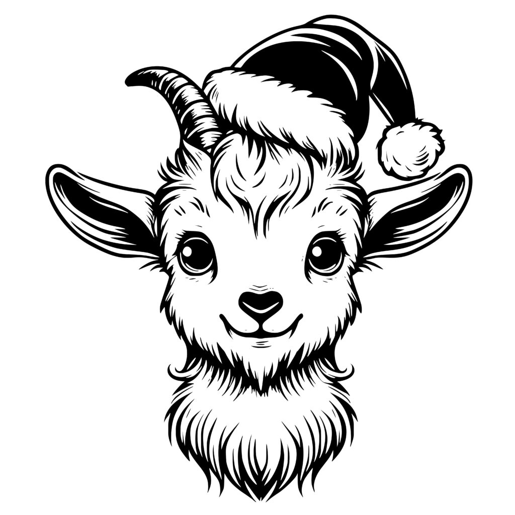 Santa Hat Goat SVG: Instant Download for Cricut, Silhouette, Laser
