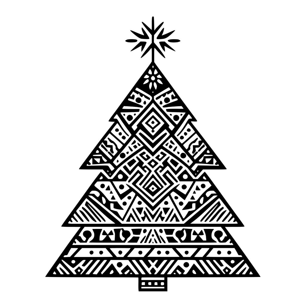 Boho Christmas Tree Star Design - SVG, PNG, DXF Files