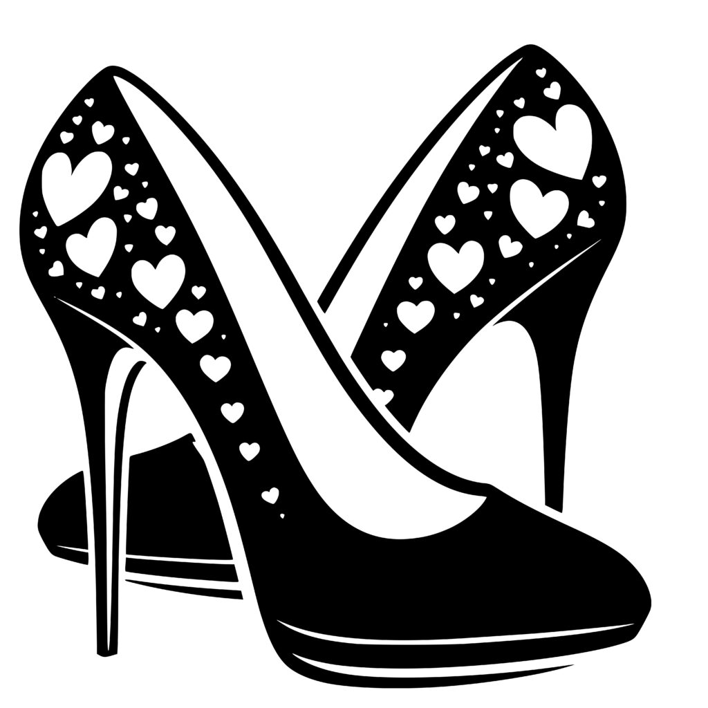 Heart Cutout Heels Design: SVG, PNG, DXF for Cricut & Silhouette