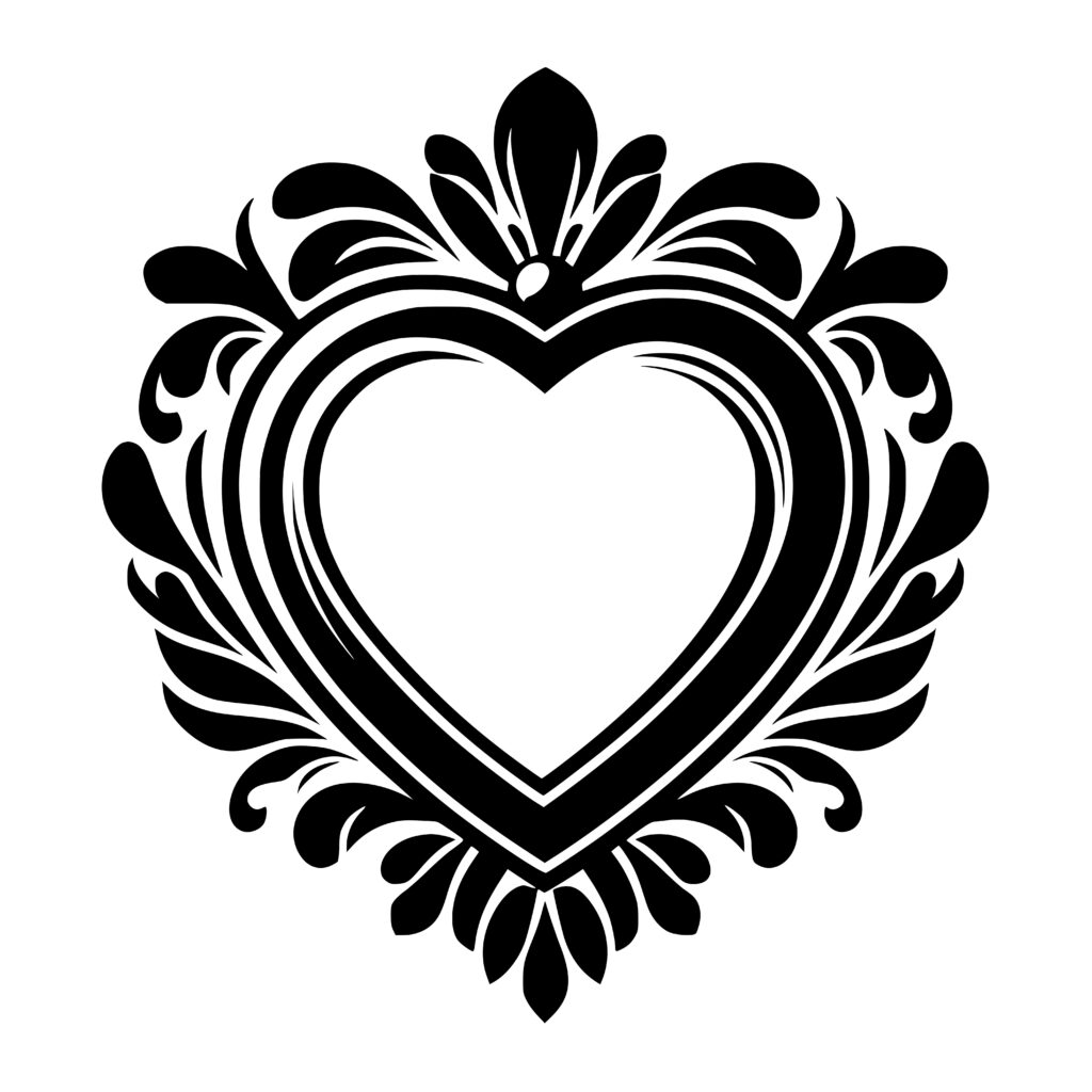 Ornate Heart Crest Design - Svg Png Dxf for Cricut