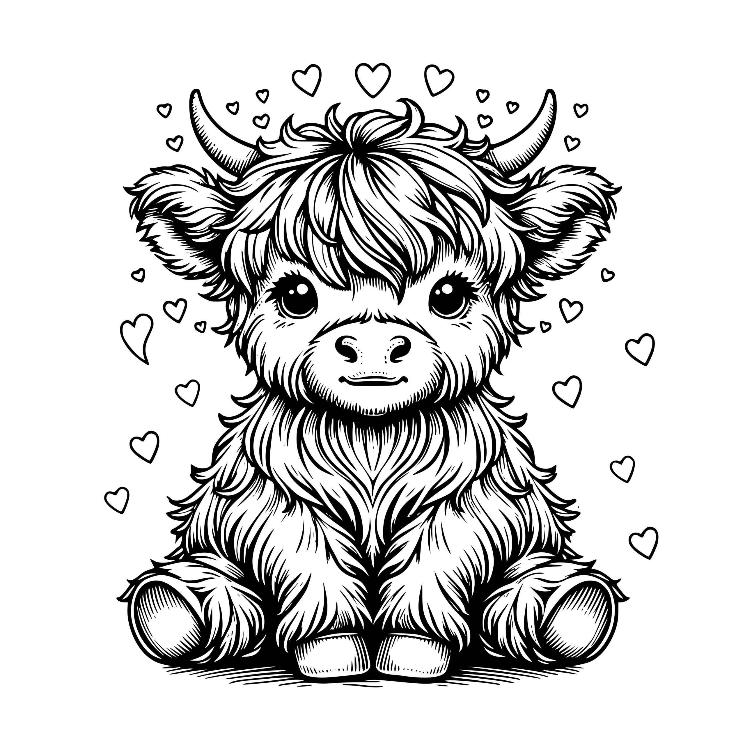 Cherished Highland Cow Design SVG PNG DXF For Craft Machines